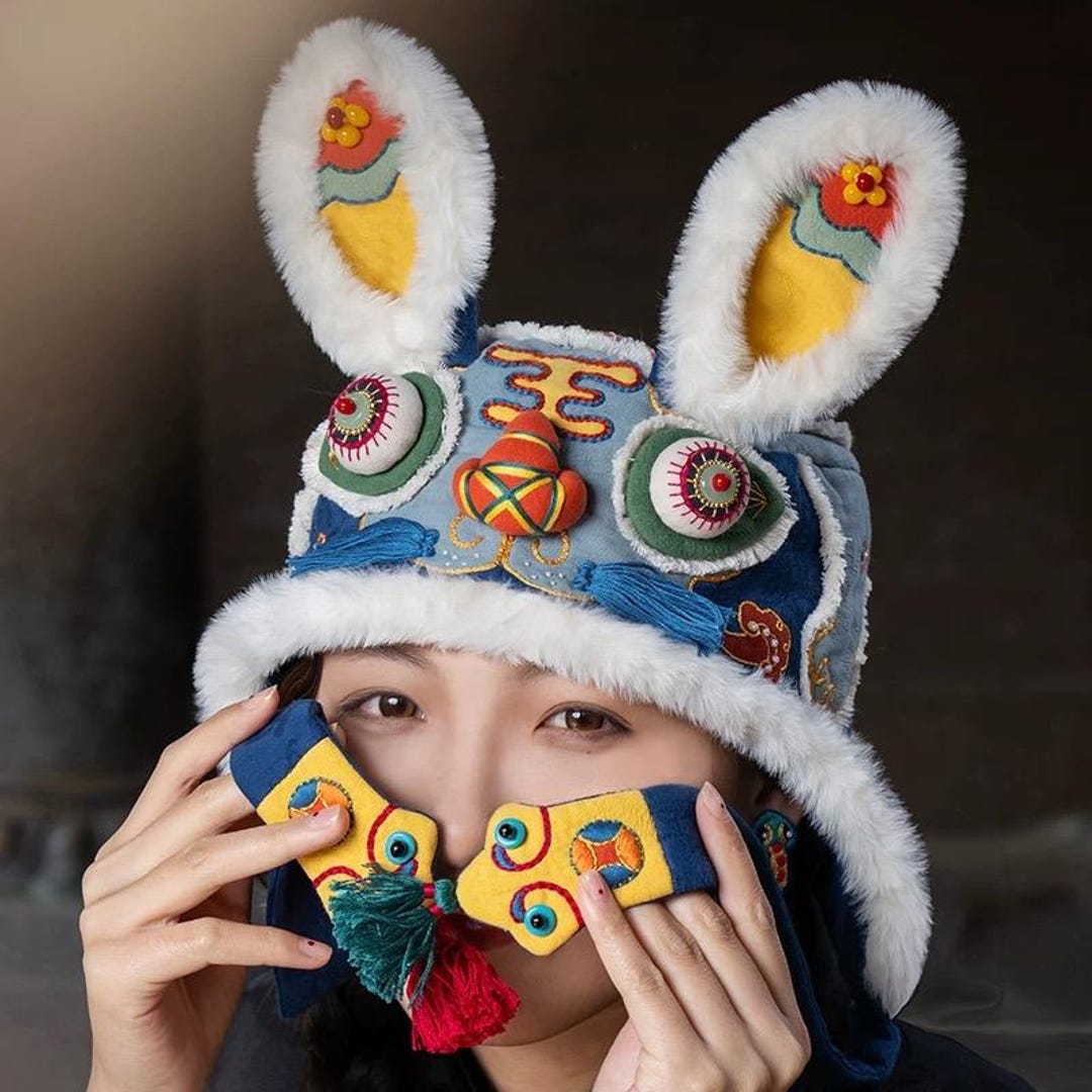 Snake & Rabbit Hat DIY Emrboidery Kit, Hand-sewing Hat, Handmade ...