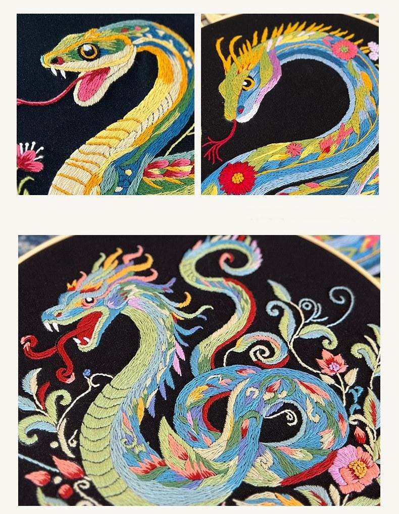 Spirit Snake, DIY Embroidery Kit, Start Kit for Beginner, Hand ...