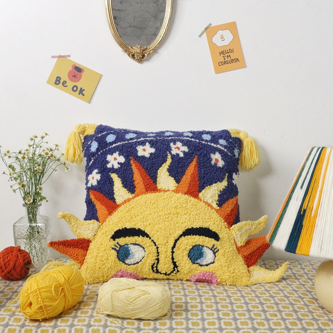 DIY Punch Needle Kit Pillowcase for Beginners, Handmade Embroidery ...