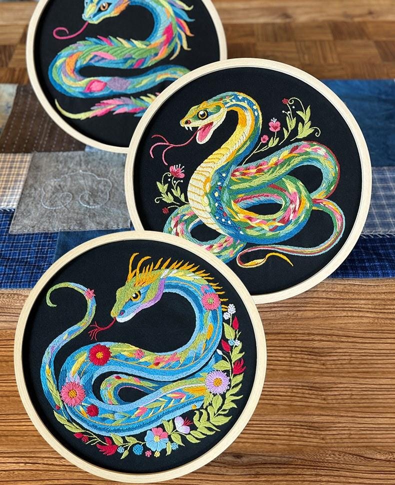 Spirit Snake, DIY Embroidery Kit, Start Kit for Beginner, Hand ...
