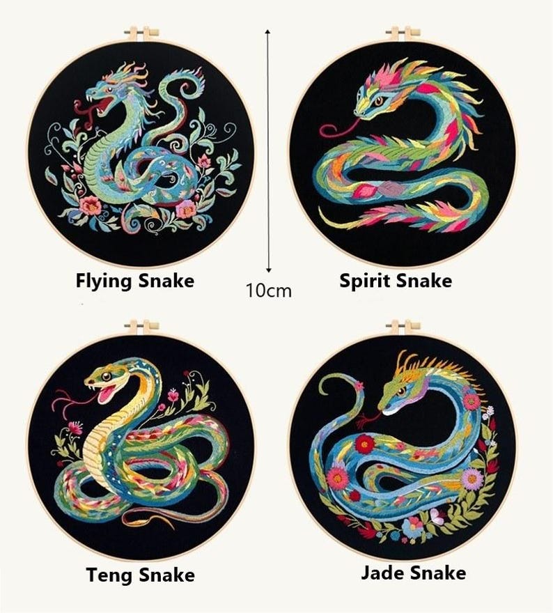 Spirit Snake, DIY Embroidery Kit, Start Kit for Beginner, Hand ...