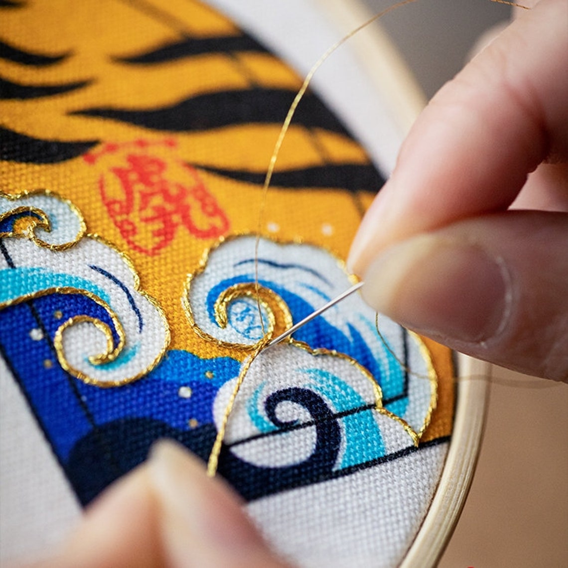 Chinese Style Embroidery Kit Tradition Auspicious Mascot Dragon Tiger ...