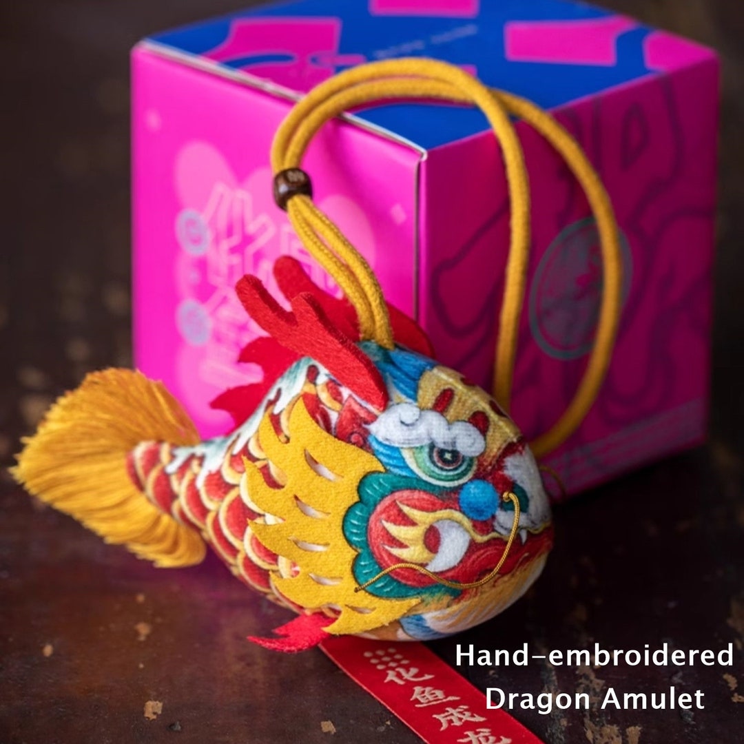 Dragon Amulet | Hand Embroidered Sachet | Needlepoint Art Craft | Car ...
