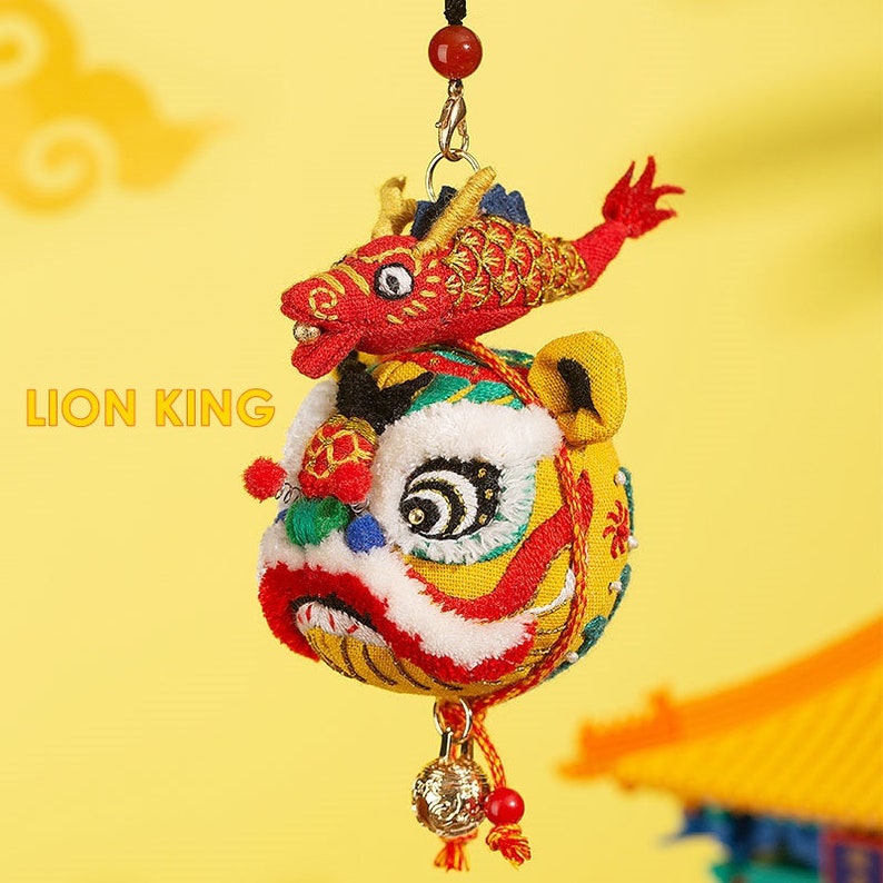 Lion King DIY Lucky Amulet, Emrboidery Start Kit, Handmade Sachet, Good ...