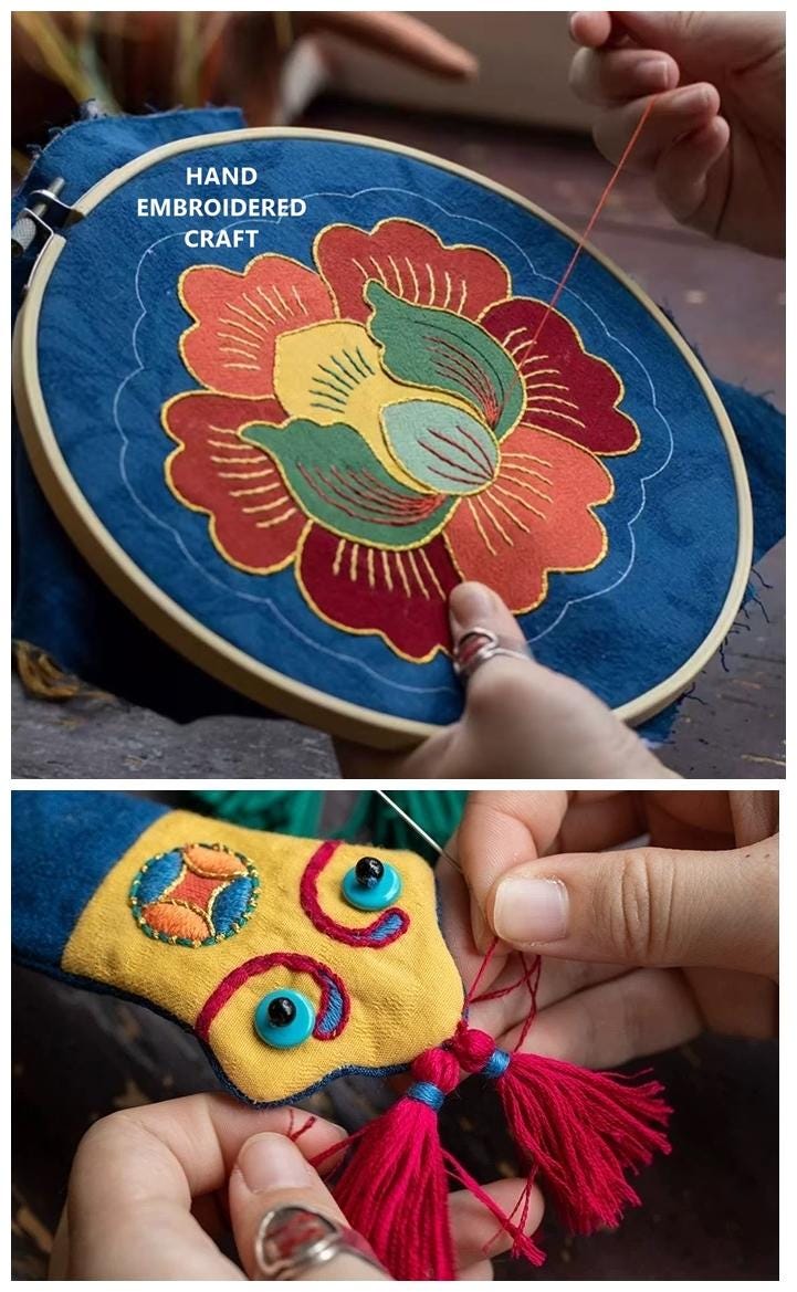 Snake & Rabbit Hat DIY Emrboidery Kit, Hand-sewing Hat, Handmade ...