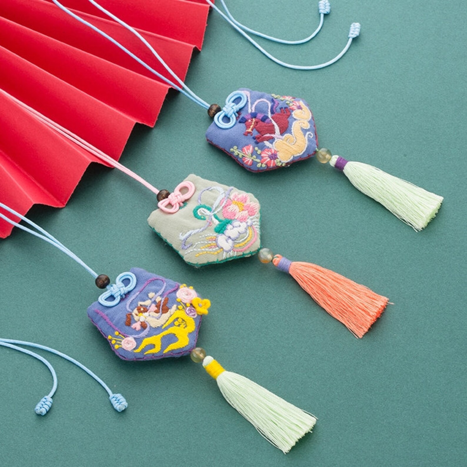 12 Zodiacs Animals Amulet Charm / Beginner DIY Emrboidery Kit ...