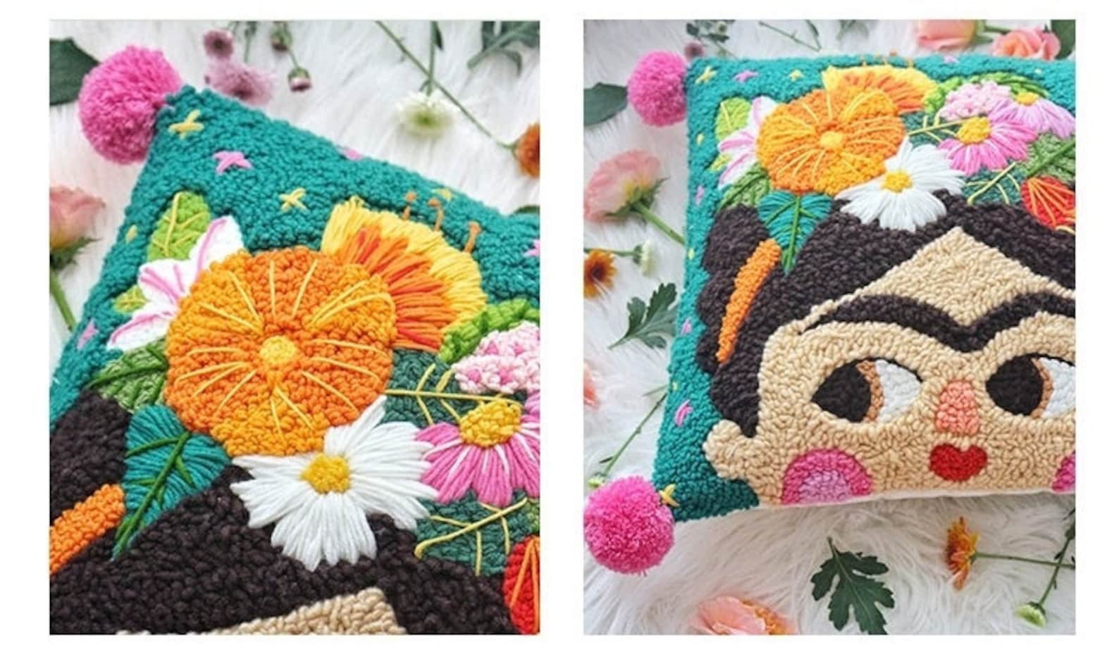 DIY Punch Needle Kit Pillowcase Handmade Embroidery Cushion - Etsy