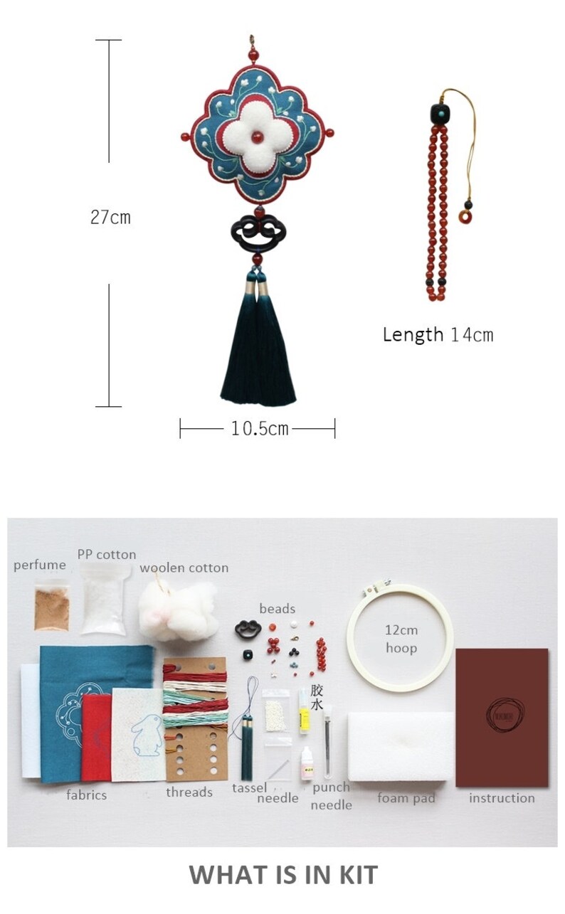 DIY Lucky Amulet, Rabbit Amulet Emrboidery Felting Kit, Handmade Sachet ...