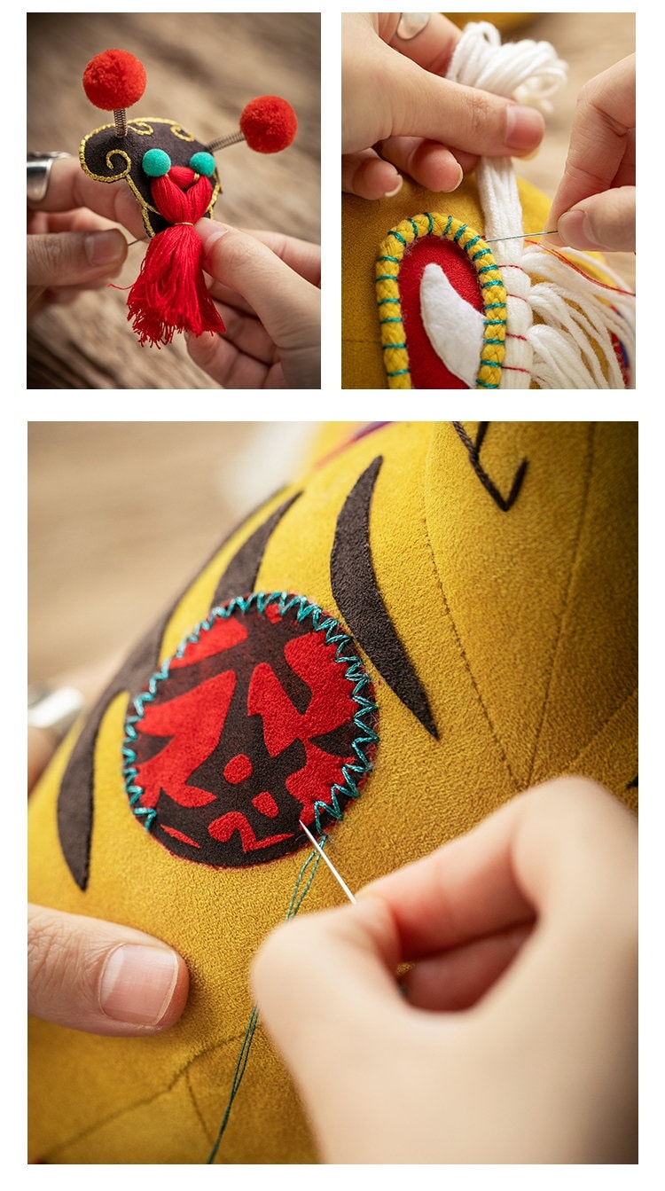 Tiger King Handmade Embroidery Cloth Tiger Toy Doll Chinese Auspicious ...