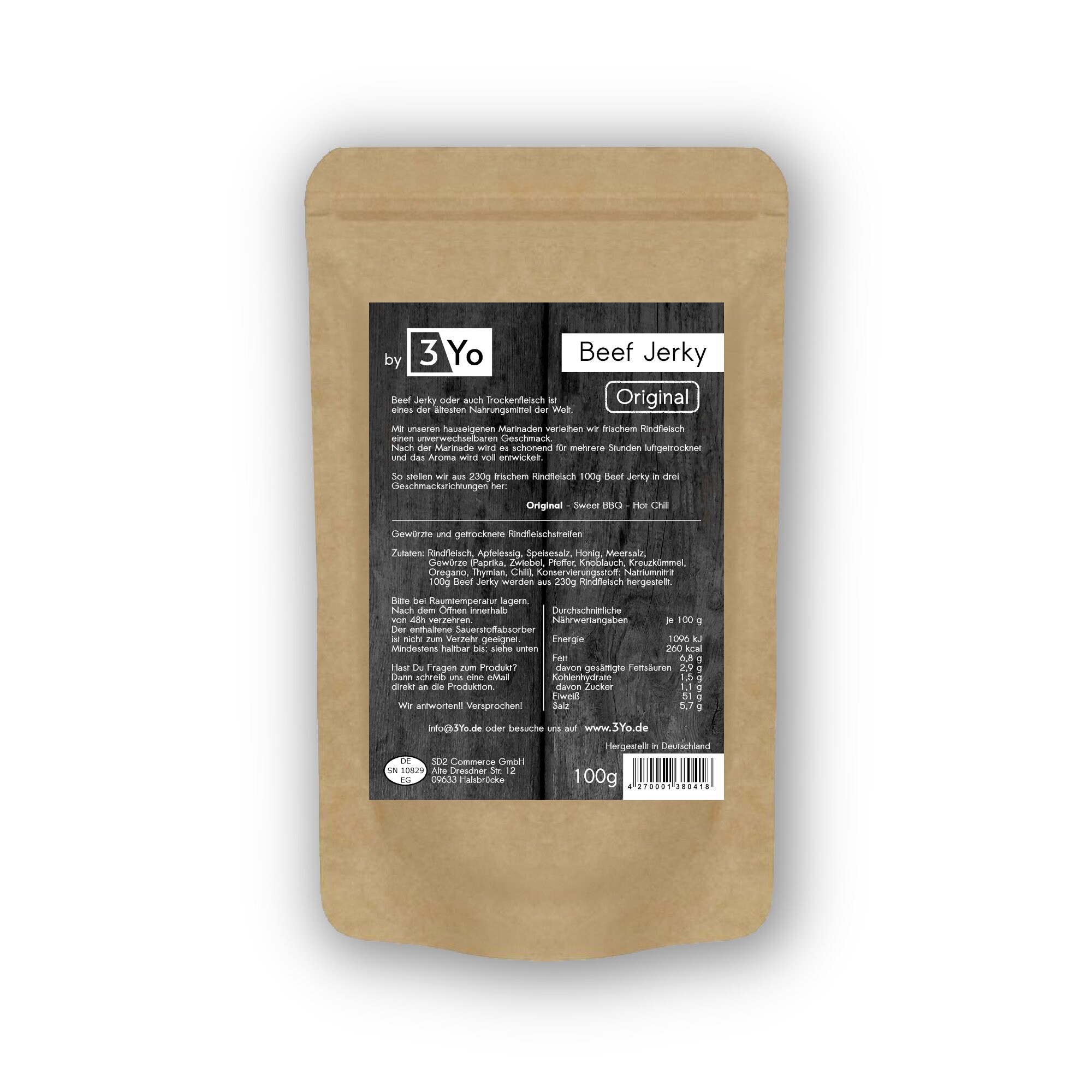 1kg Beef Jerky 10 X 100g Original 3yo Nutrition 51% Protein Biltong ...