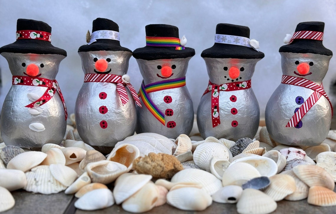 Snowman on Parade Shells and Bling Holiday Ornament - Etsy