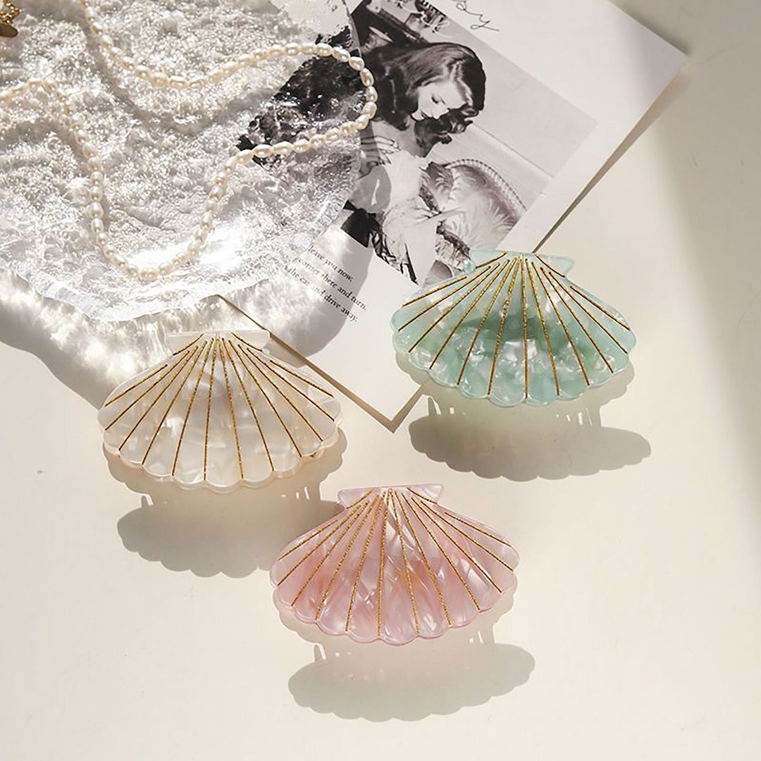 7CM Large Shell Hair Cellulose Claw Clips, Acetate Hair Claws,scallop ...