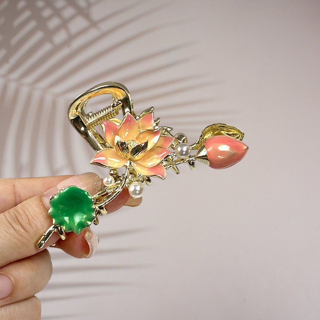 Lotus Enamel Hair Claws,fairy Metal Hair Clip,flower Hair Claw Clip ...