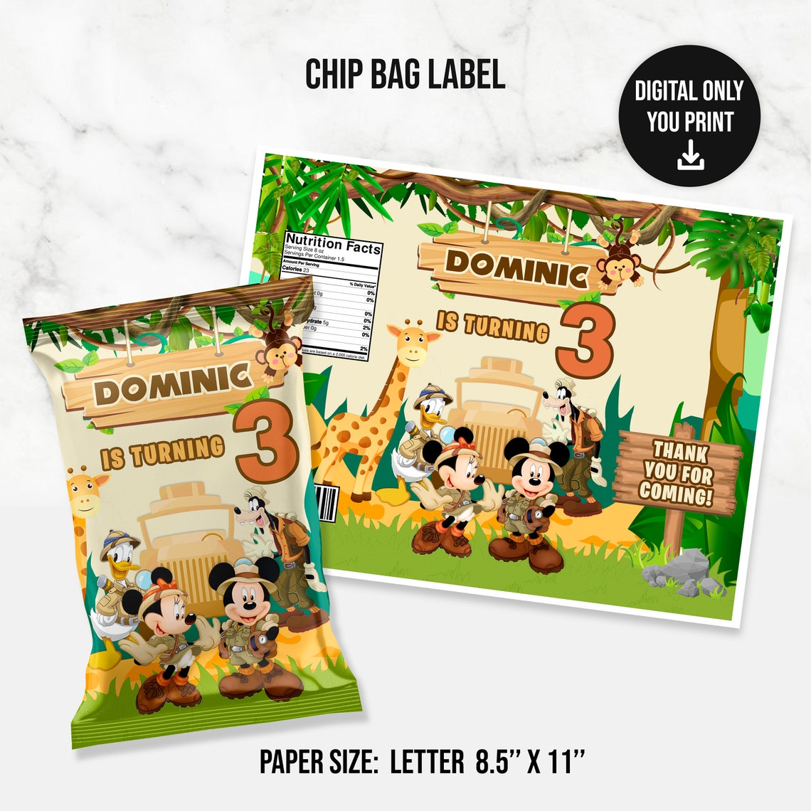 Mouse Safari Party Bundle, Mickey Mouse Safari Birthday Printables ...