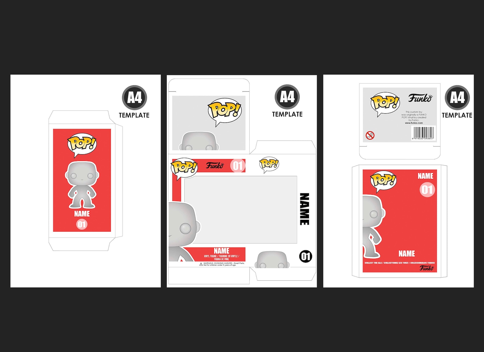 Plantilla de caja Funko POP personalizada. Maqueta de caja Funko POP digital. Archivos editables ...