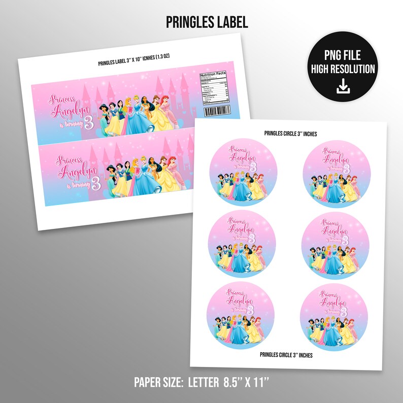 Princess Birthday Party Bundle, Printable Favor Labels (digital ...