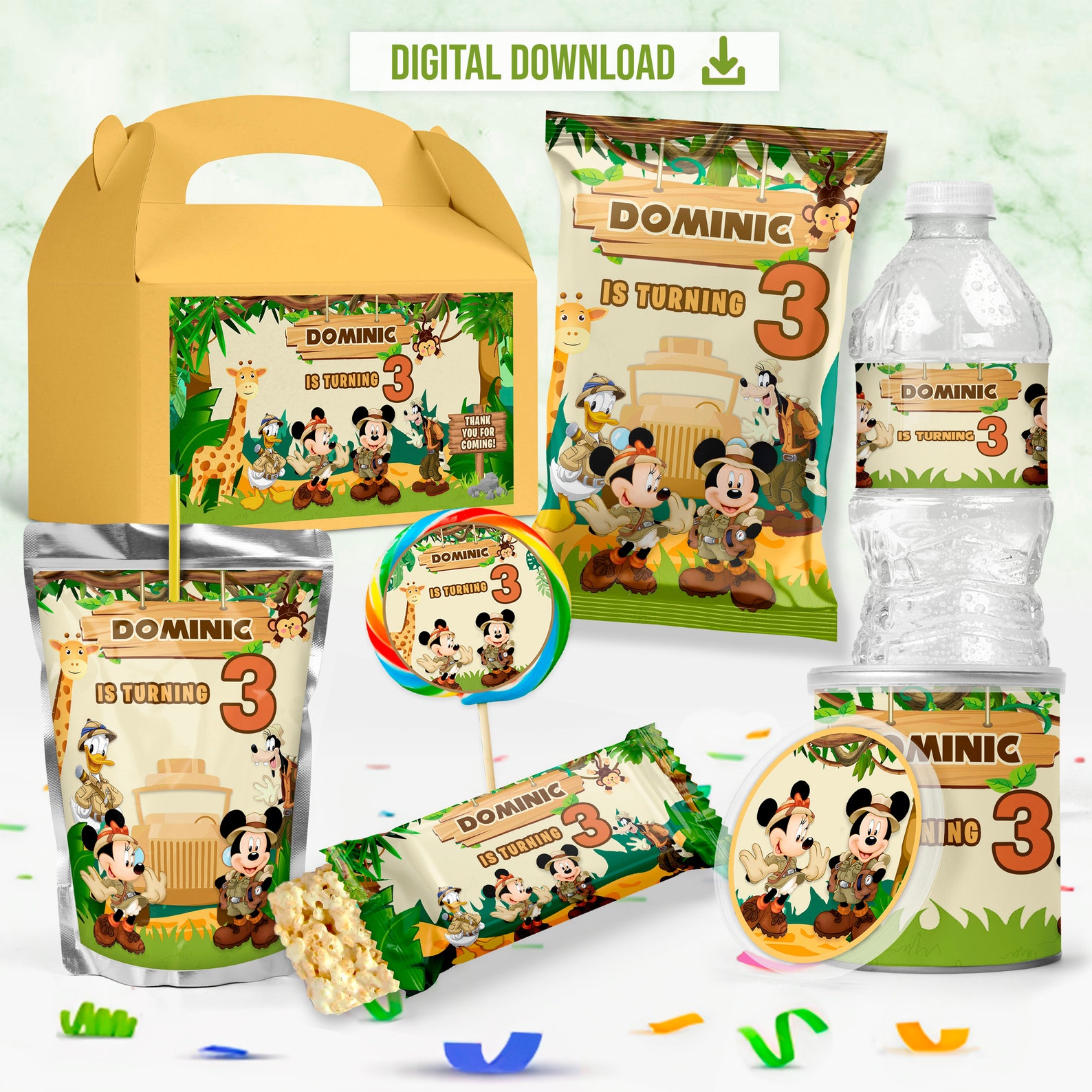 Mouse Safari Party Bundle, Mickey Mouse Safari Birthday Printables ...