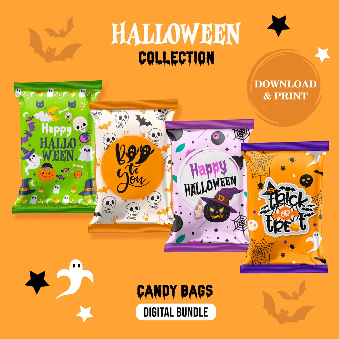 Halloween Chip Bags, Halloween Candy Bags Bundle, Halloween Potato Wrap ...