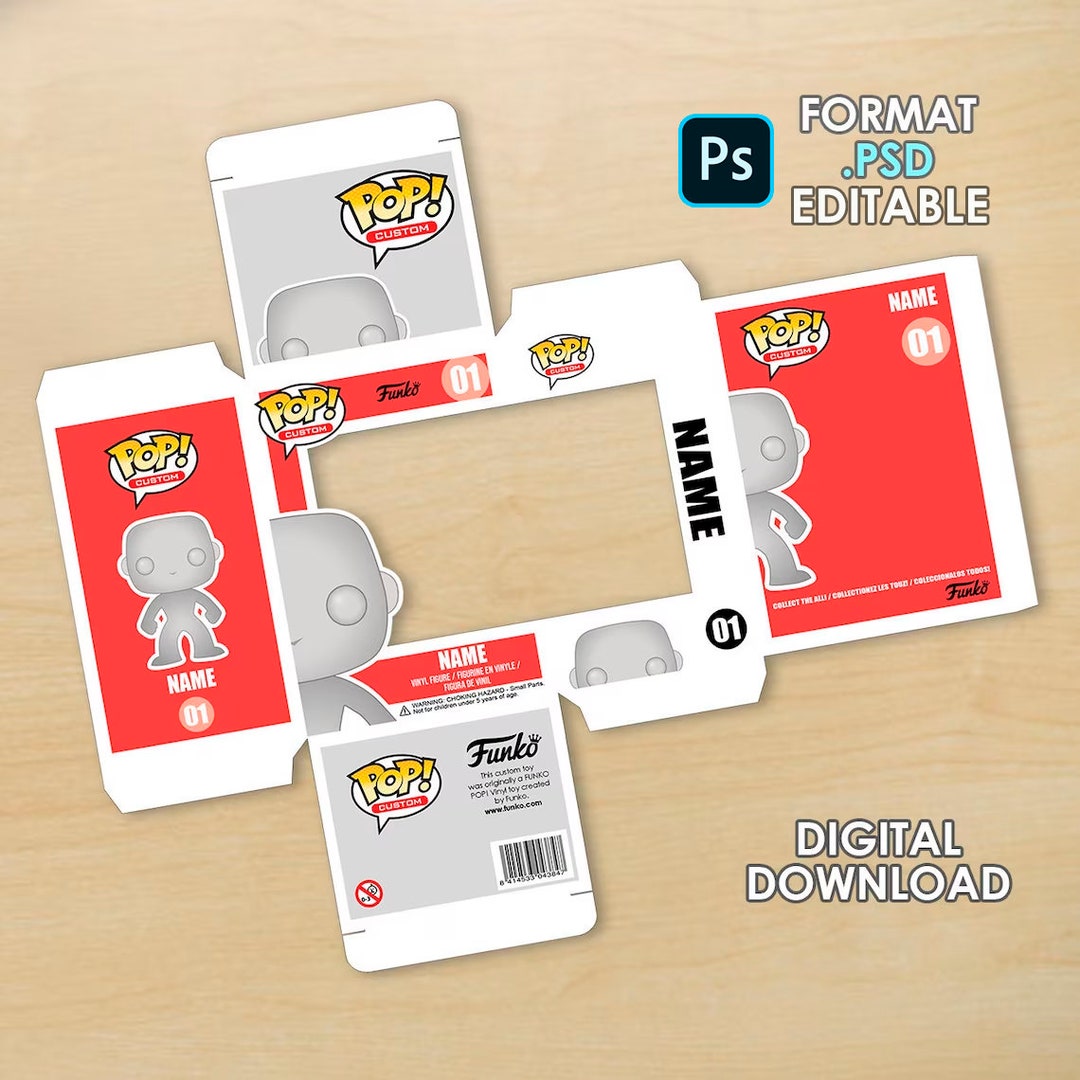 Custom Funko POP Box Template. Digital Funko POP Box Mockup. - Etsy UK