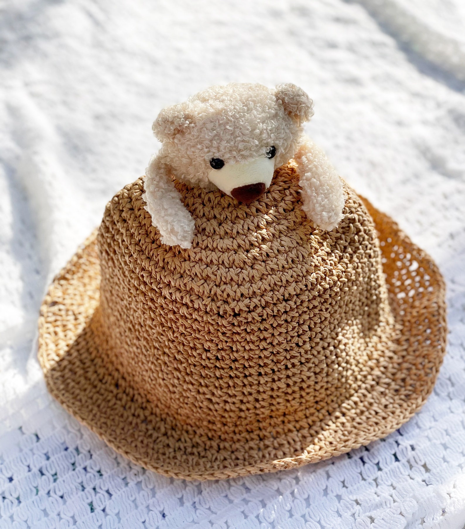 Teddy Bear Straw Hat Sun Hat Summer Hat Beach Hat for - Etsy UK