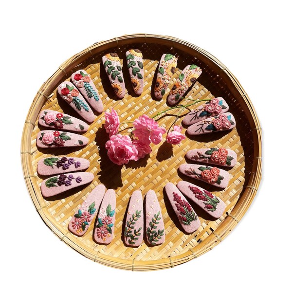 Embroidered Hair Clip - Etsy