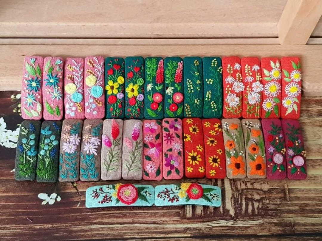 2x Embroidered Hair Clips Mother Daughter Matching Hair Accessories ...