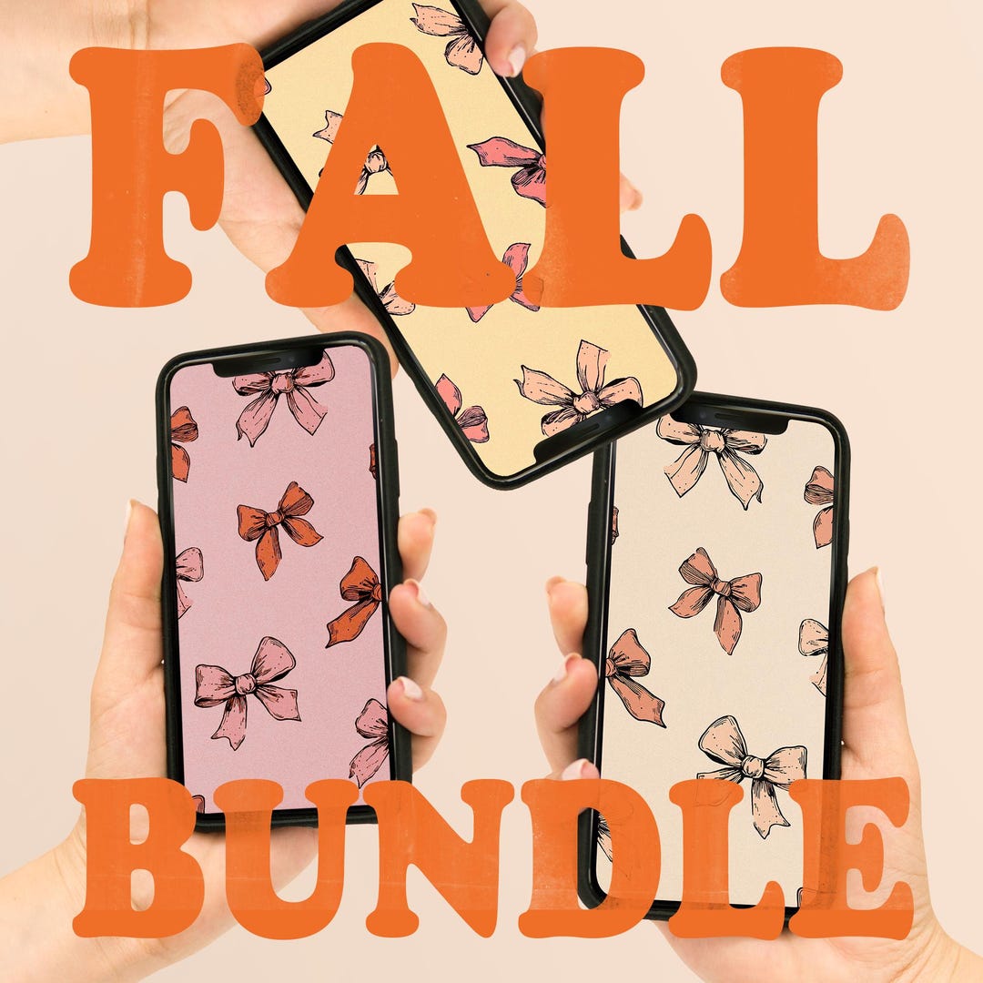 Vintage Fall Coquette Bow Wallpaper Bundle: Cozy Autumn Phone ...