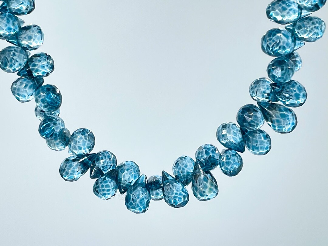 London Blue Topaz Teardrop Briolettes (coated), Blue Topaz Beads - 6 ...