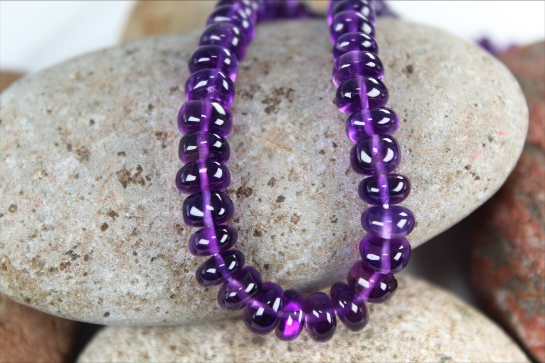 6mm Smooth Amethyst Rondelle Beads: Natural Gemstone Jewelry Making - Etsy