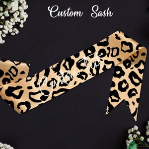 Leopard Print Personalised Print Sash Neutral Baby Shower Bridal Party ...