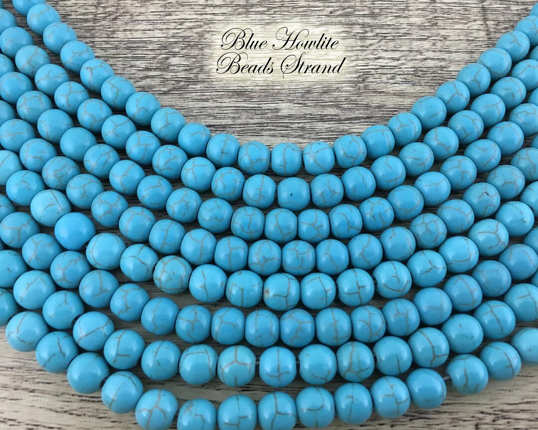 Blue Howlite Beads Strand 4mm 6mm 8mm Round Beads Gemstone 15 Strand ...