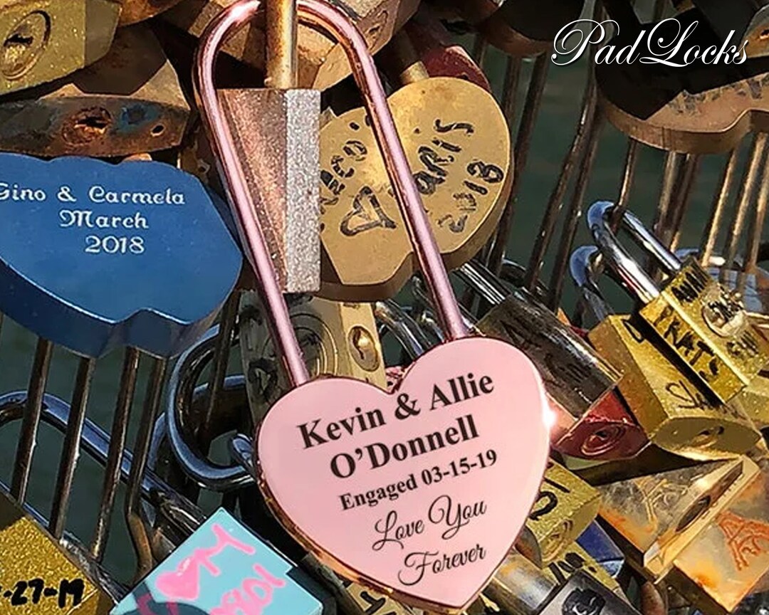 Customized Large Padlock, Engagement Love Lock, Personalized Heart ...