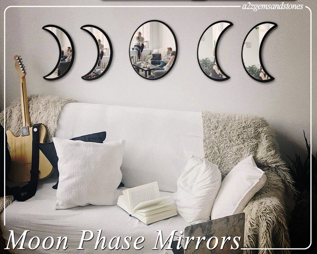 Moon Mirror Interior Design Hanging Wall Moon Phase Mirror Set - Etsy