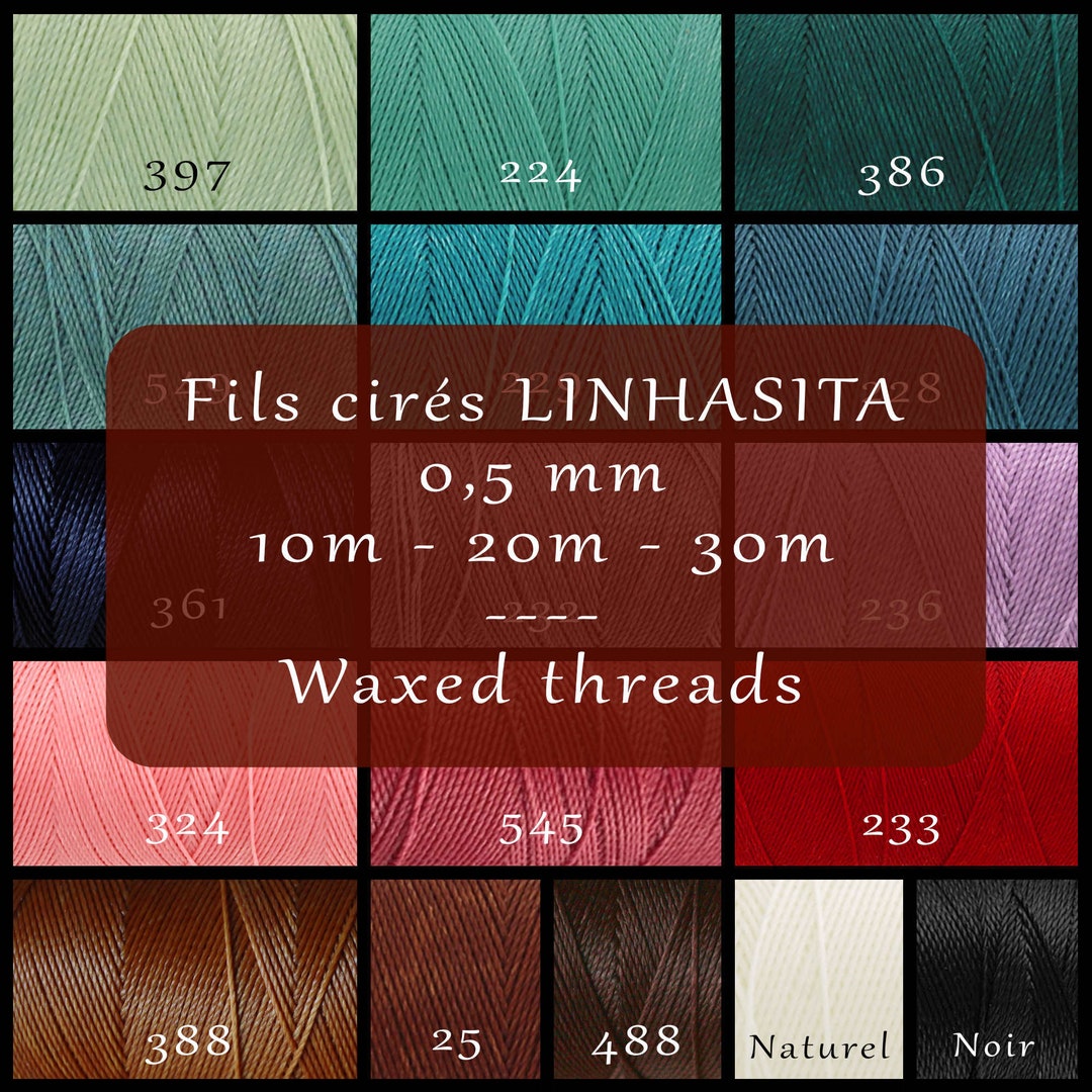 LINHASITA 0.5mm Waxed Threads 10m, 20m, 30m 26 Colors Polyester for Micro-macrame, Bookbinding ...