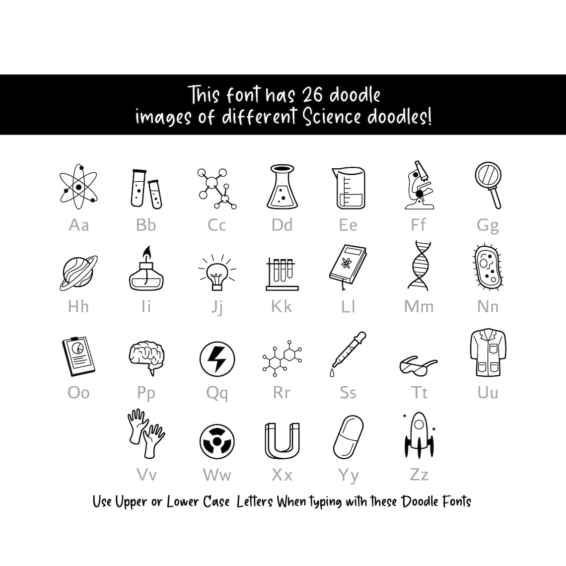 Science Doodle Font, Instant File Otf, Ttf Font Download, Digital Font ...