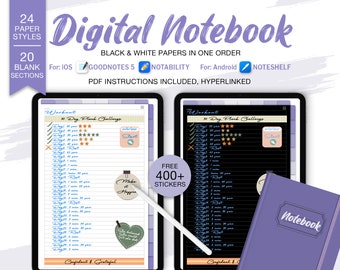 Personalized Digital Notebook, Custom 6 Subjects Digital Notepad, Blank ...