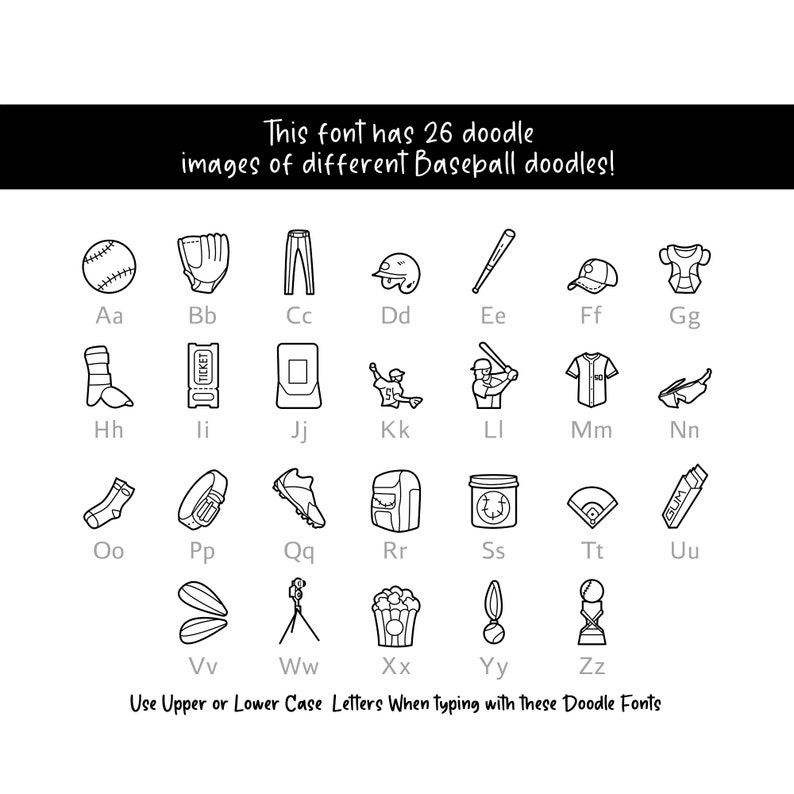 Baseball Doodle Fonts Instant File Otf Ttf Font Download - Etsy
