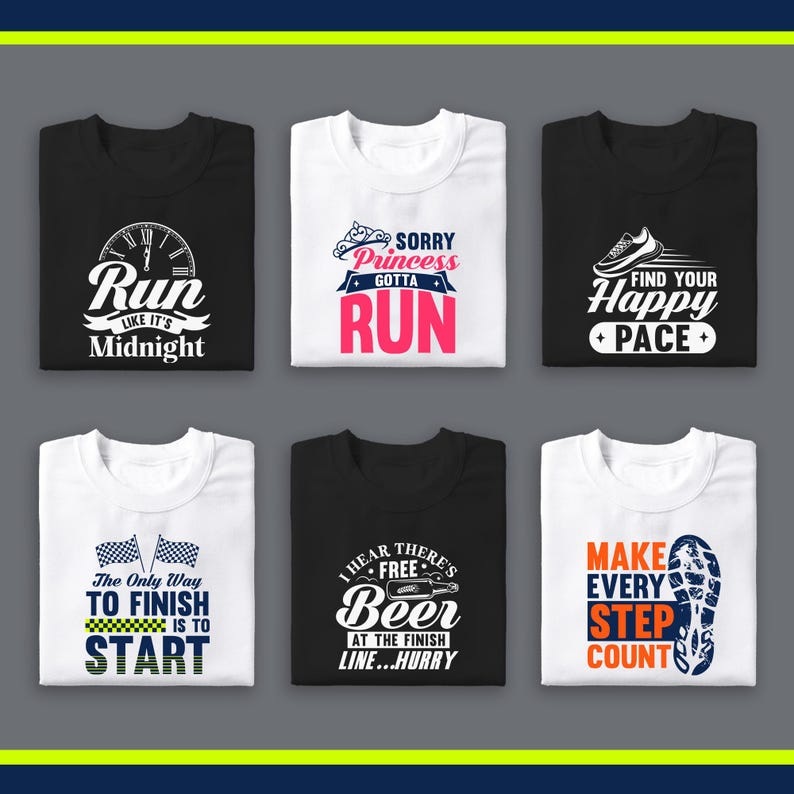 Running Quotes SVG Bundle, Colorful and Black Version, 40 PNG for ...