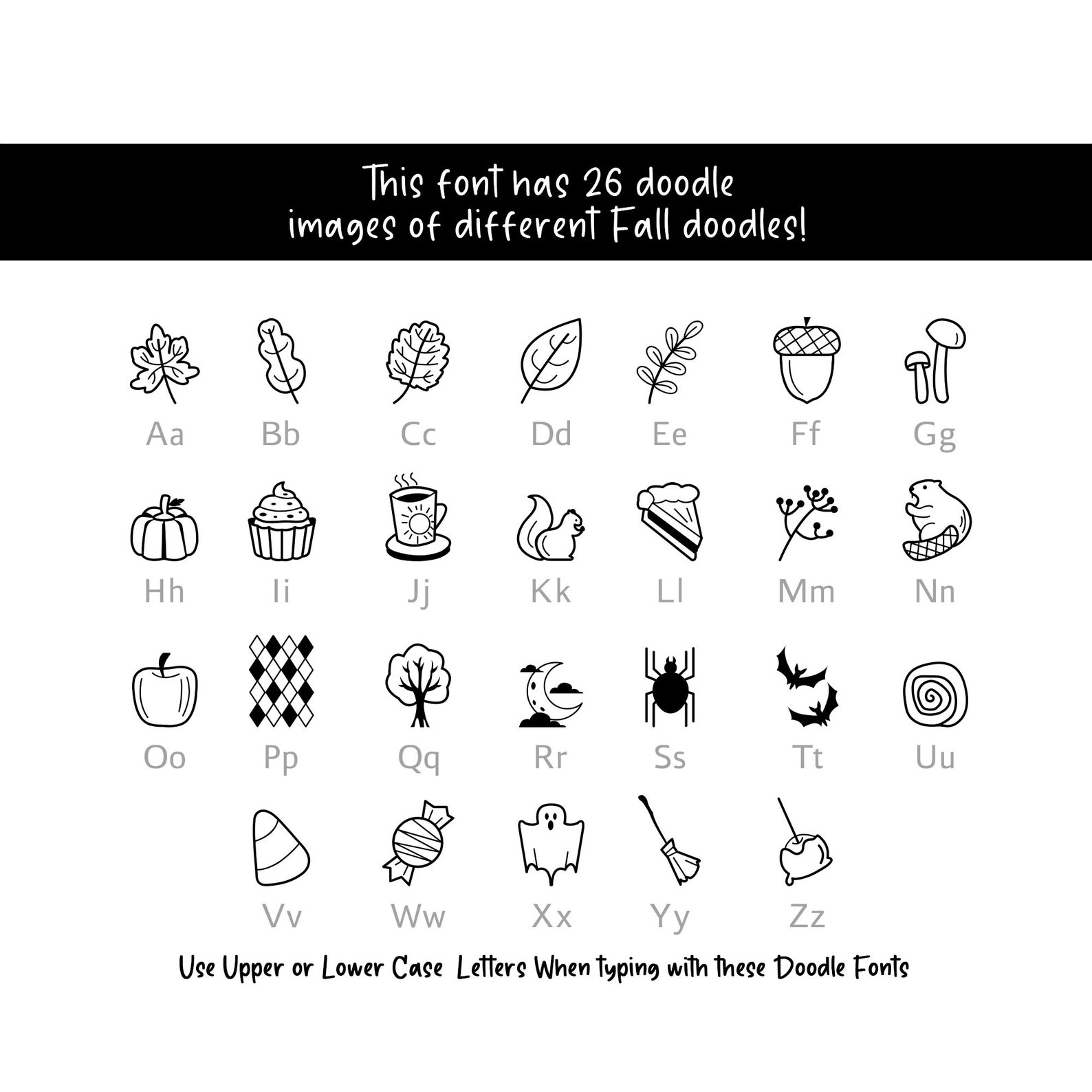 Fall Doodle Fonts Instant File Otf Ttf Font Download - Etsy