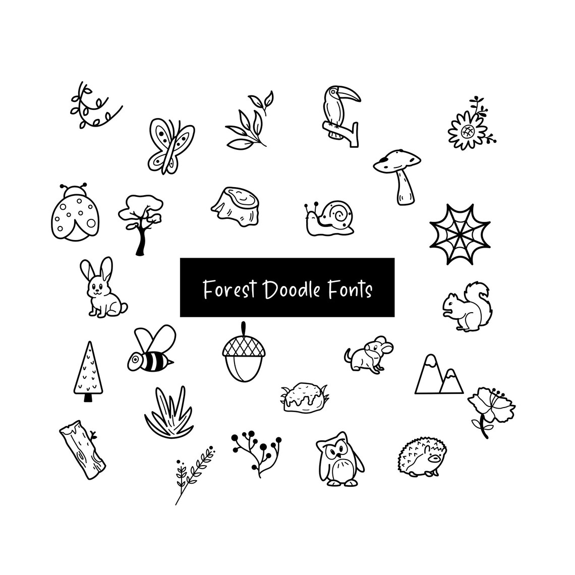 Forest Doodle Fonts, Instant File Otf, Ttf Font Download, Digital Font ...