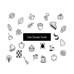 Fall Doodle Fonts, Instant File Otf, Ttf Font Download, Digital Font ...