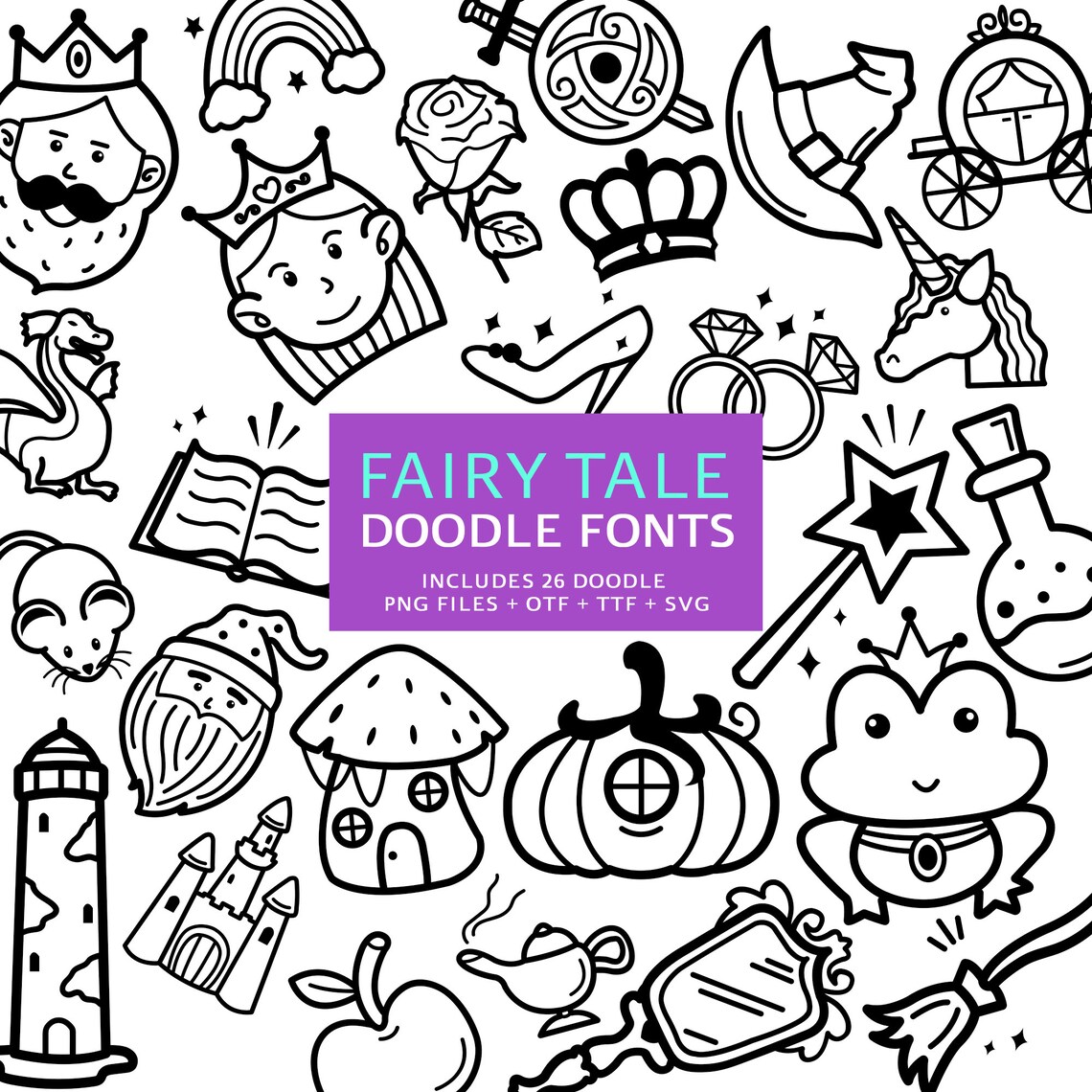 Fairy Tale Doodle Fonts Instant File Otf Ttf Font Download - Etsy