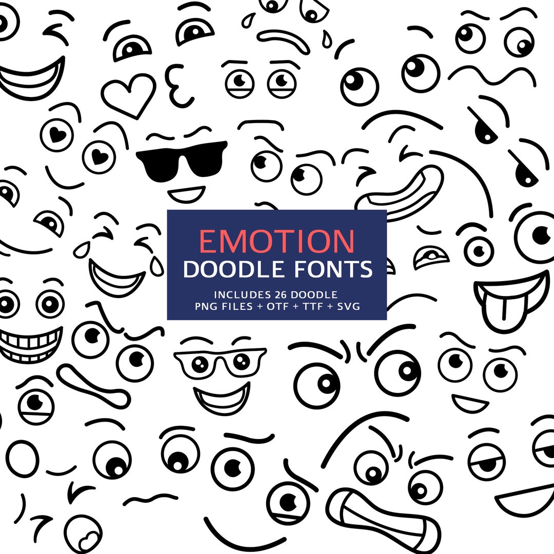 Emotion Doodle Fonts, Instant File Otf, Ttf Font Download, Digital Font ...