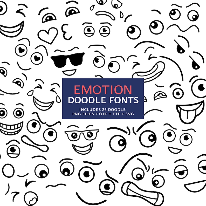 Emotion Doodle Fonts, Instant File Otf, Ttf Font Download, Digital Font ...