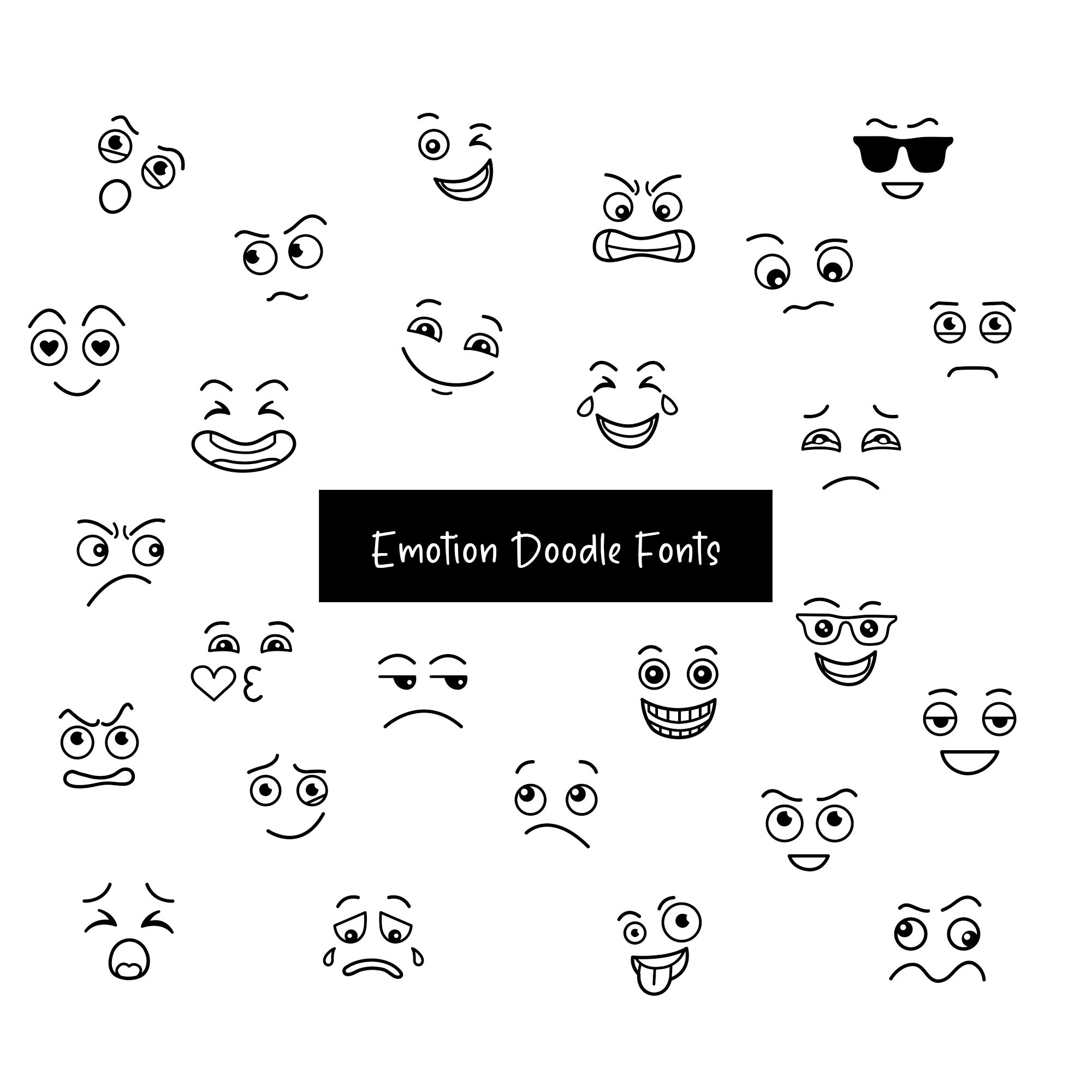 Emotion Doodle Fonts, Instant File Otf, Ttf Font Download, Digital Font ...