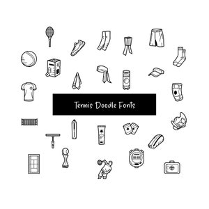 Tennis Doodle Fonts, Instant File Otf, Ttf Font Download, Racket Sports ...