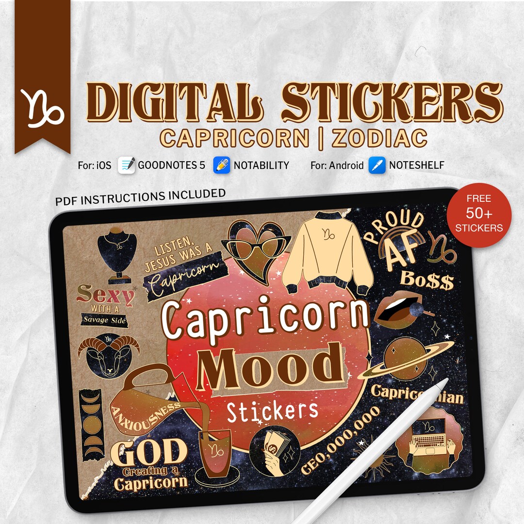 Capricorn Mood Digital Stickers, 50 PNG Funny Zodiac Signs, Astrology ...