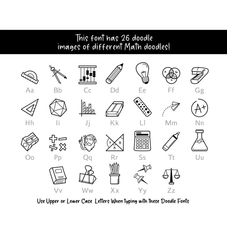 Math Doodle Font, Instant File Otf, Ttf Font Download, Maths Subject ...