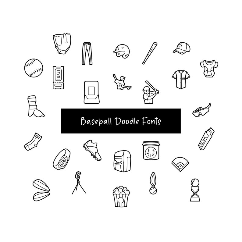 Baseball Doodle Fonts Instant File Otf Ttf Font Download - Etsy