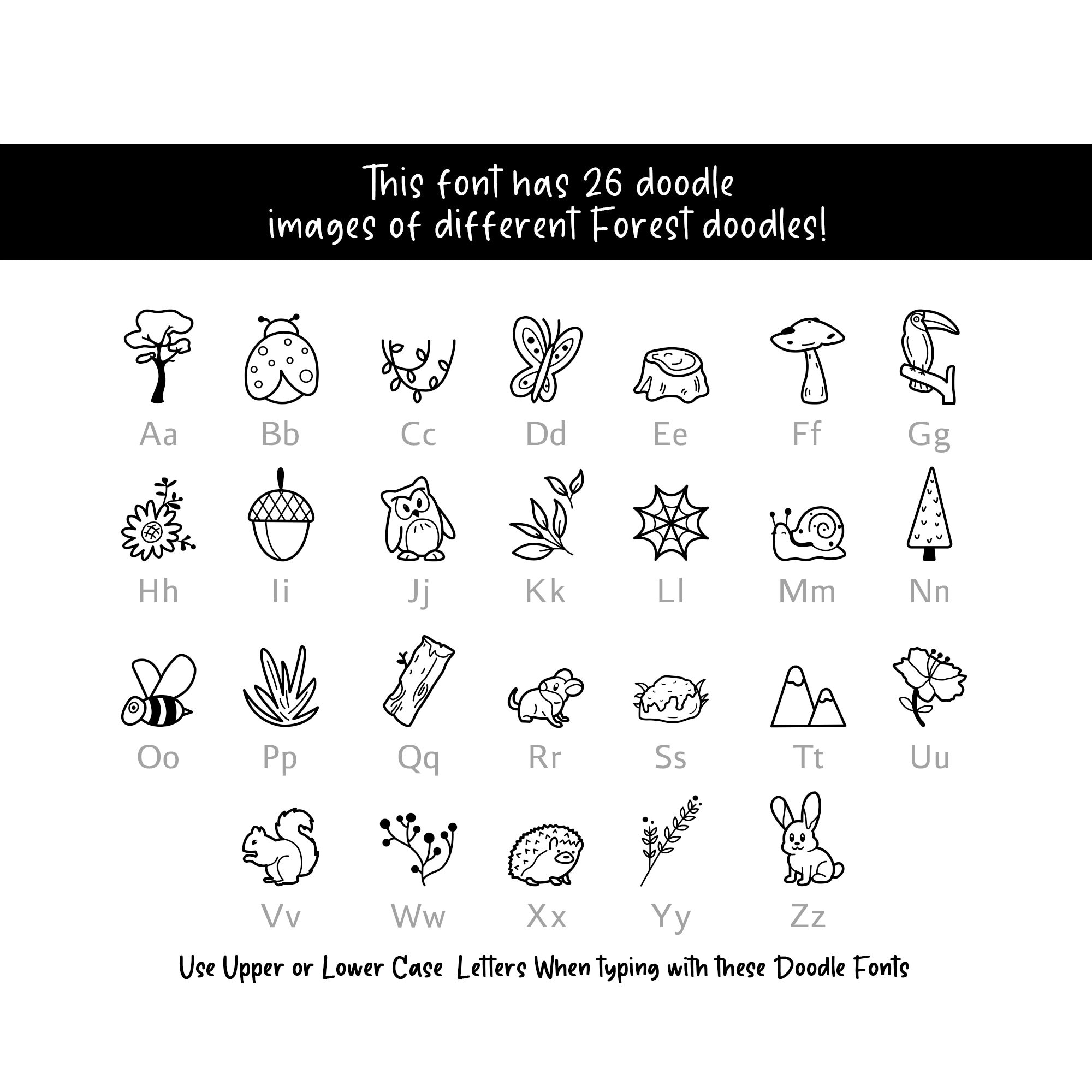 Forest Doodle Fonts, Instant File Otf, Ttf Font Download, Digital Font ...